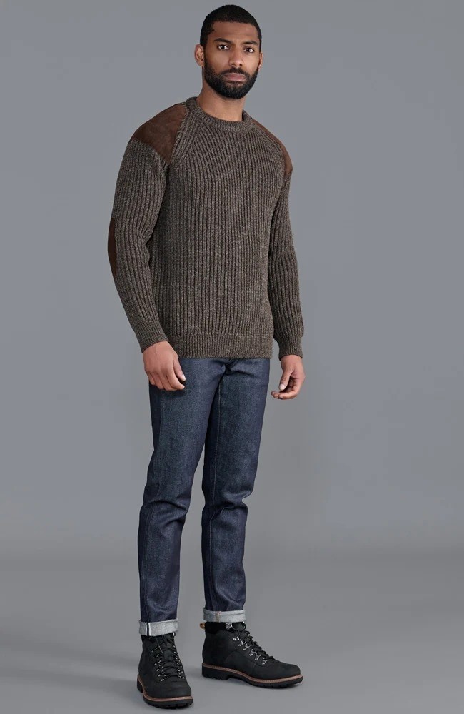 Paul James Mens Chunky British Wool Ribbed Shooting Sweater