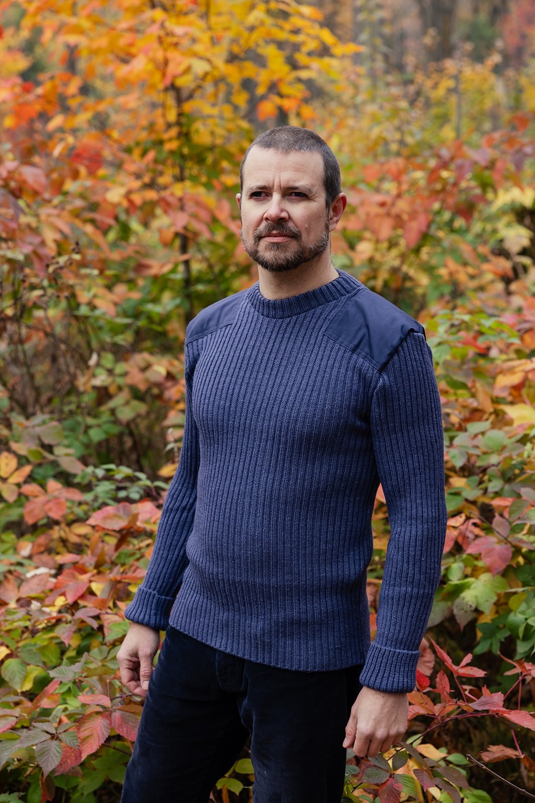 British Wool: York Crew Neck British Wool Sweater, Blue Grey - Commando