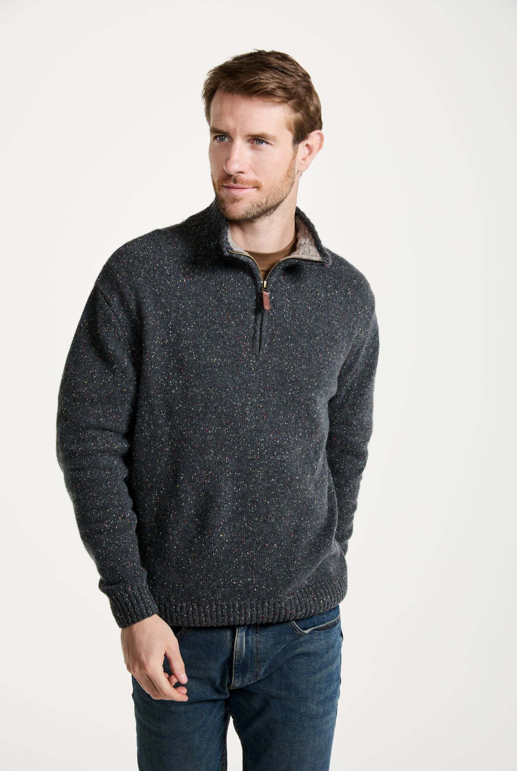 Belleek Troyer Mens Merino Wool Sweater - Graphite
