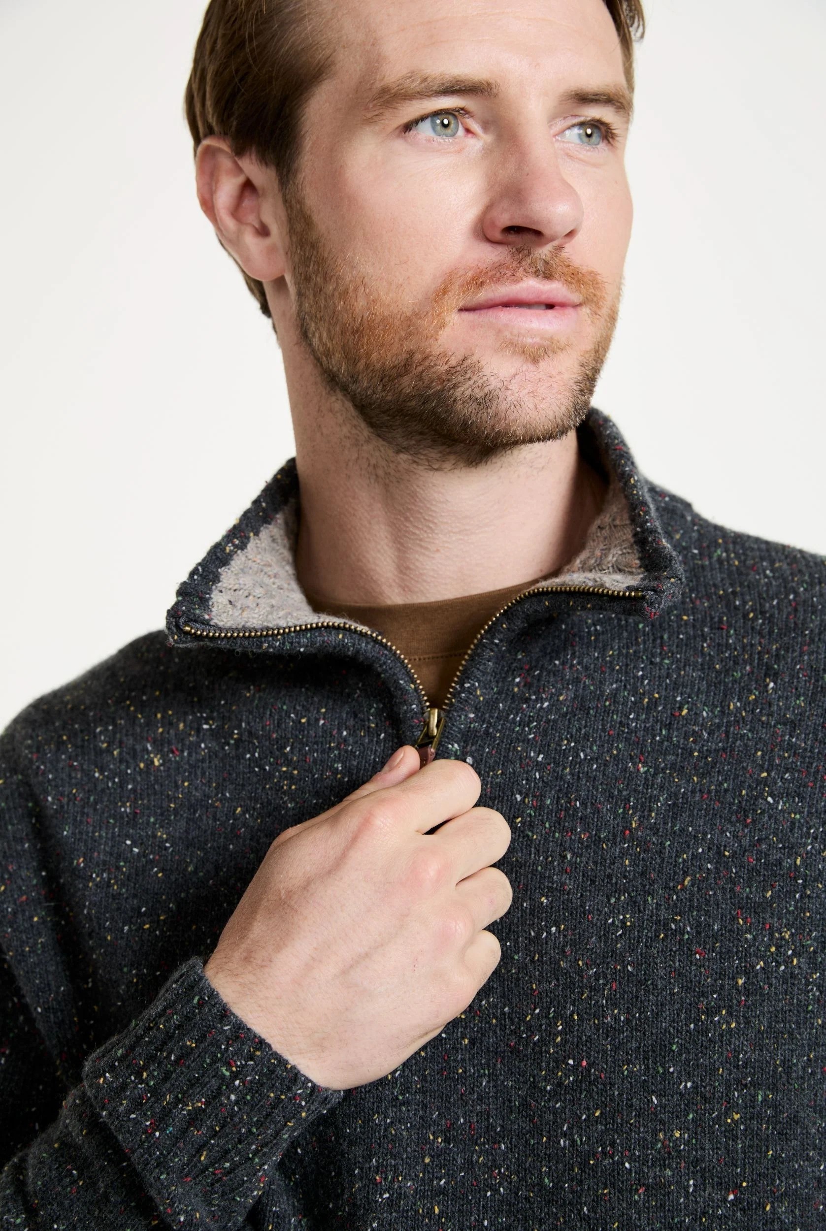 Belleek Troyer Mens Merino Wool Sweater - Graphite
