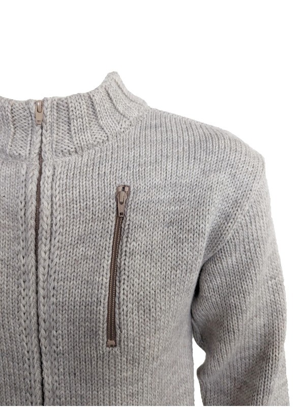 Grampian Undyed Wool Cardigan - Light Grey Welsh