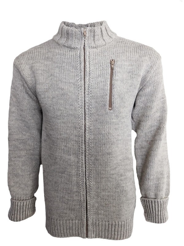 Grampian Undyed Wool Cardigan - Light Grey Welsh