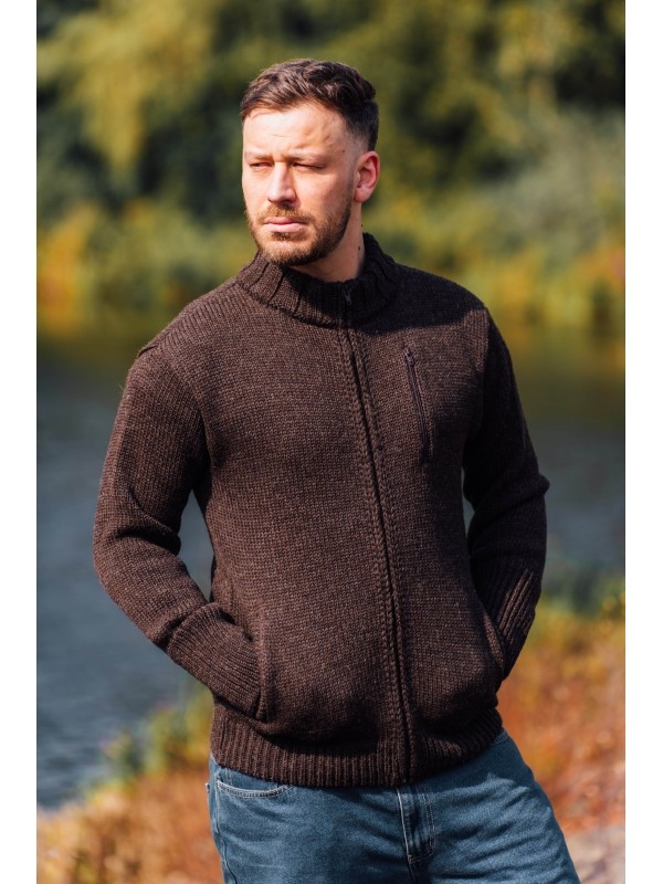 Grampian Undyed Wool Cardigan - Black Welsh