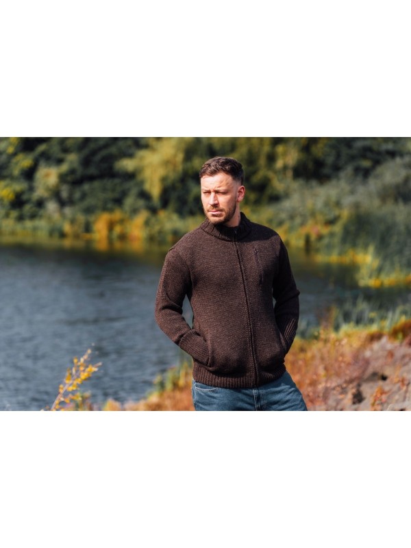Grampian Undyed Wool Cardigan - Black Welsh