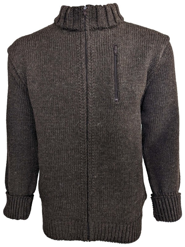Grampian Undyed Wool Cardigan - Black Welsh