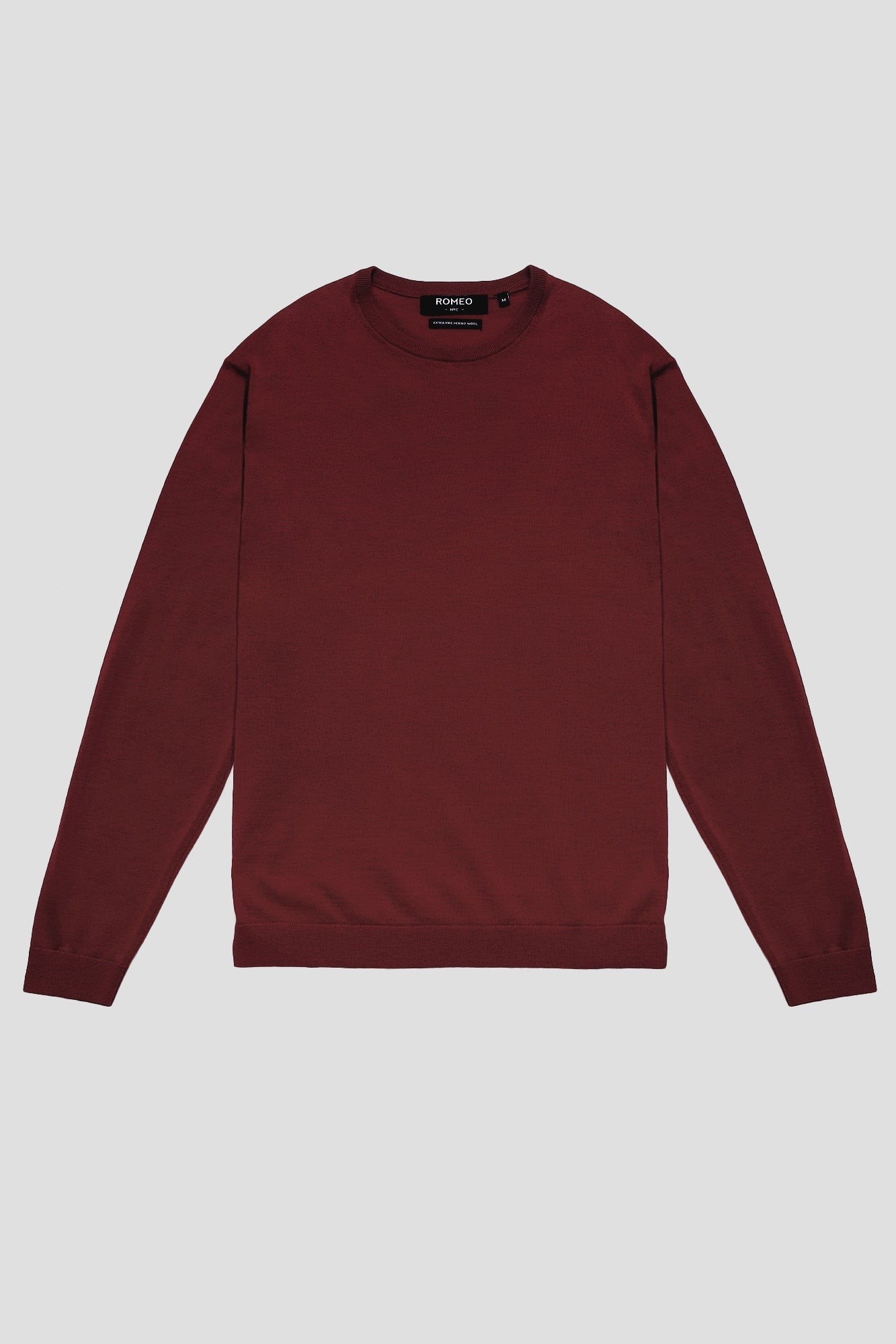 Merino Wool Crew Neck Sweater - Burgundy