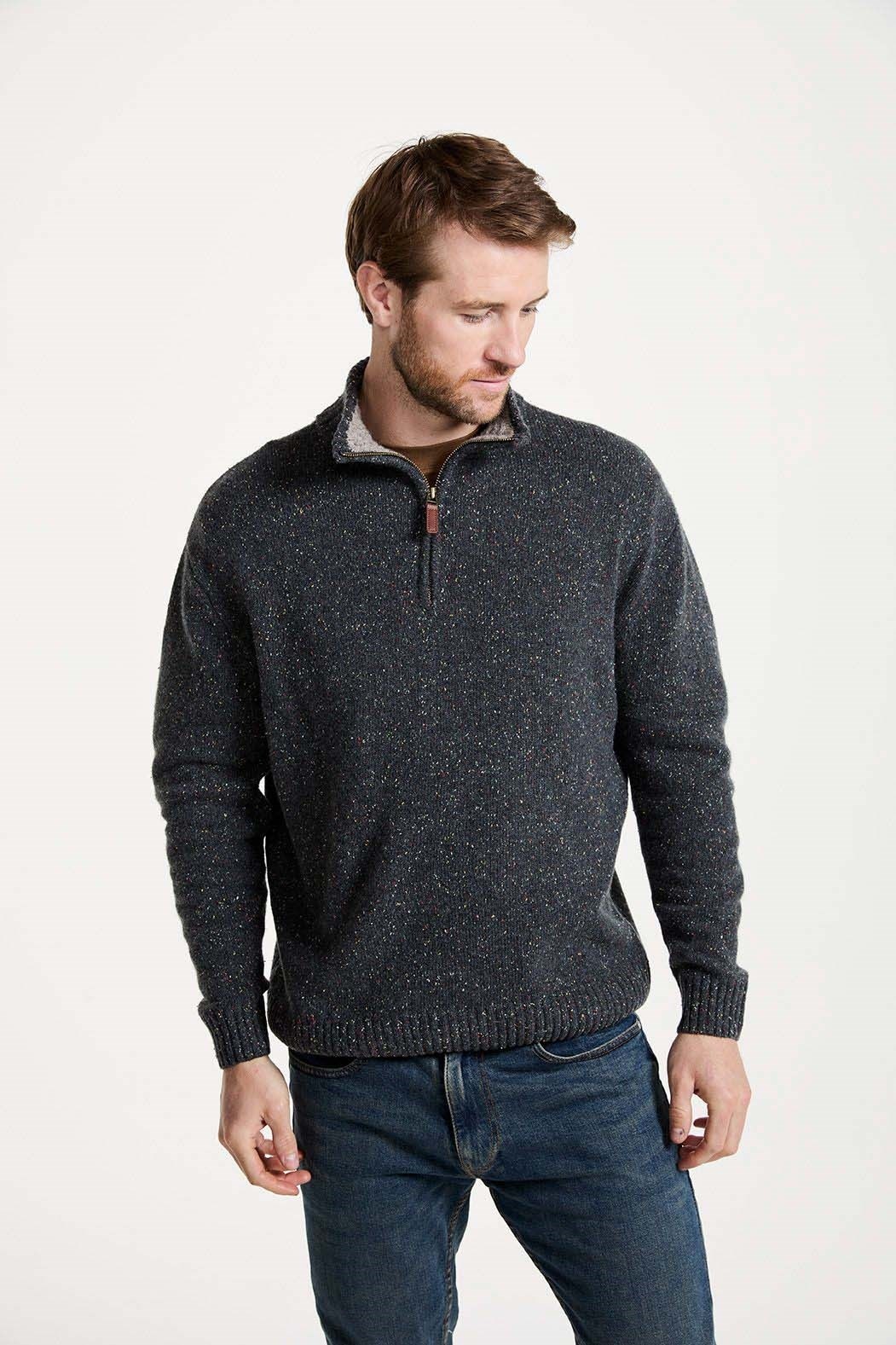 Belleek Troyer Mens Merino Wool Sweater - Graphite