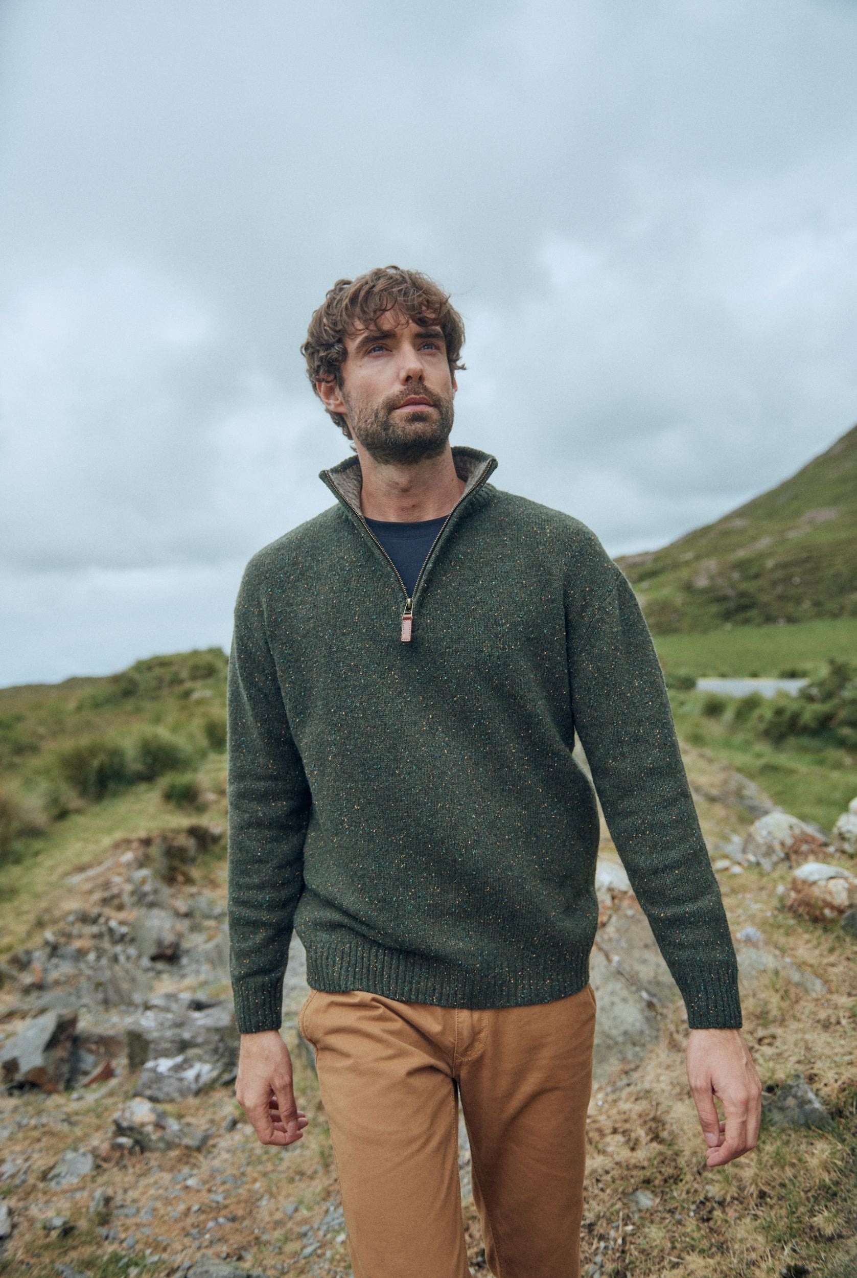 Belleek Troyer Mens Merino Wool Sweater Grey
