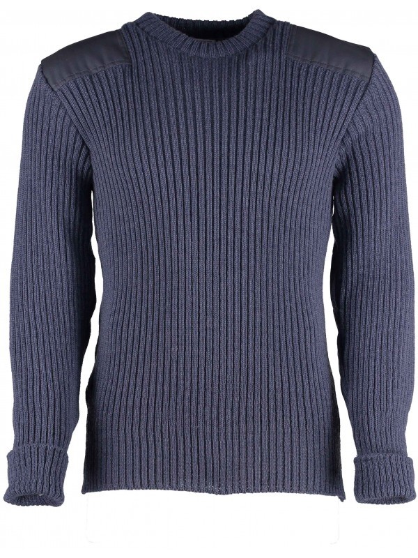 York Crew Neck British Wool Sweater, Blue Grey - Commando